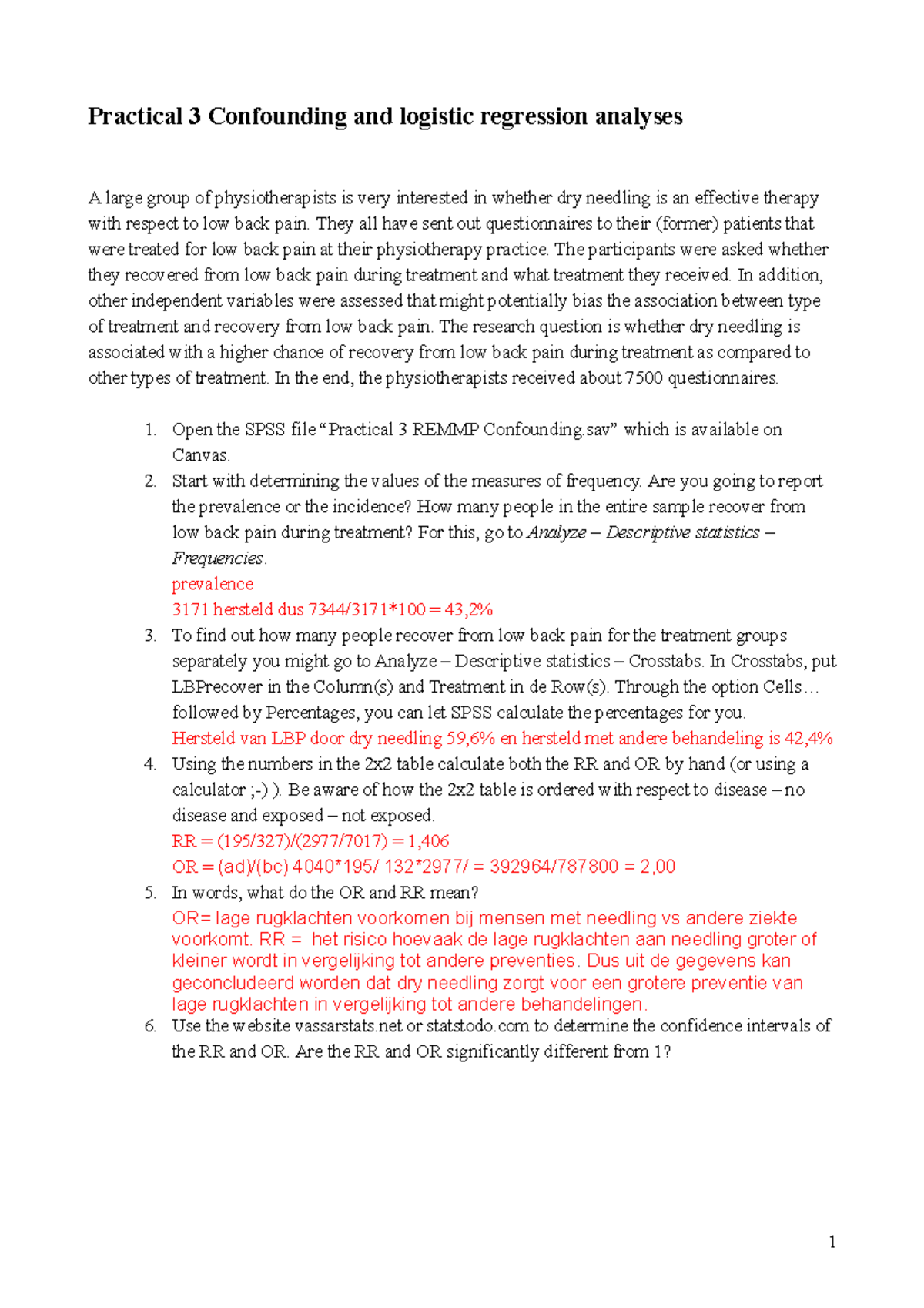 Practical 3 Remmp confounding uitwerking NL - Practical 3 Confounding and logistic regression ...