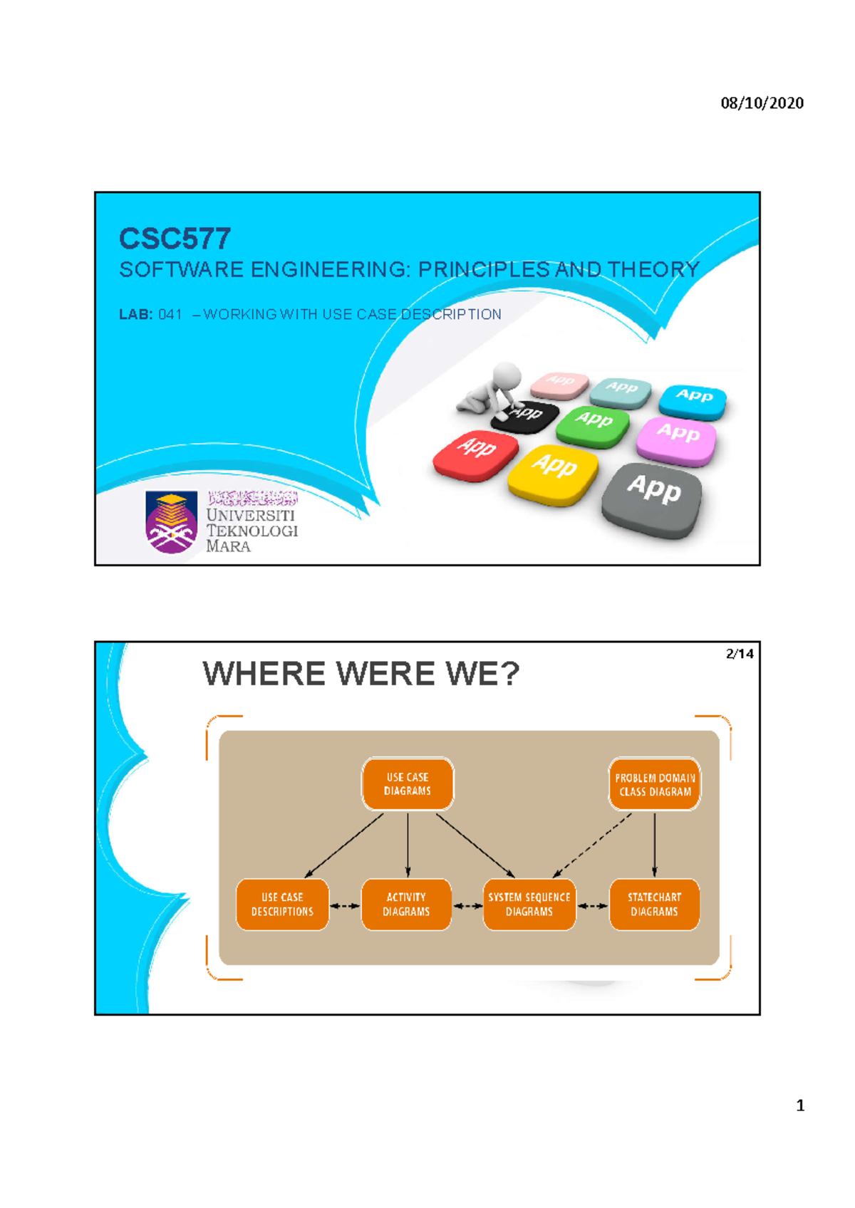 042 - Working with UC Description - CSC577 SOFTWARE ENGINEERING: PRINCIPLES AND THEORY LAB: 041 ...