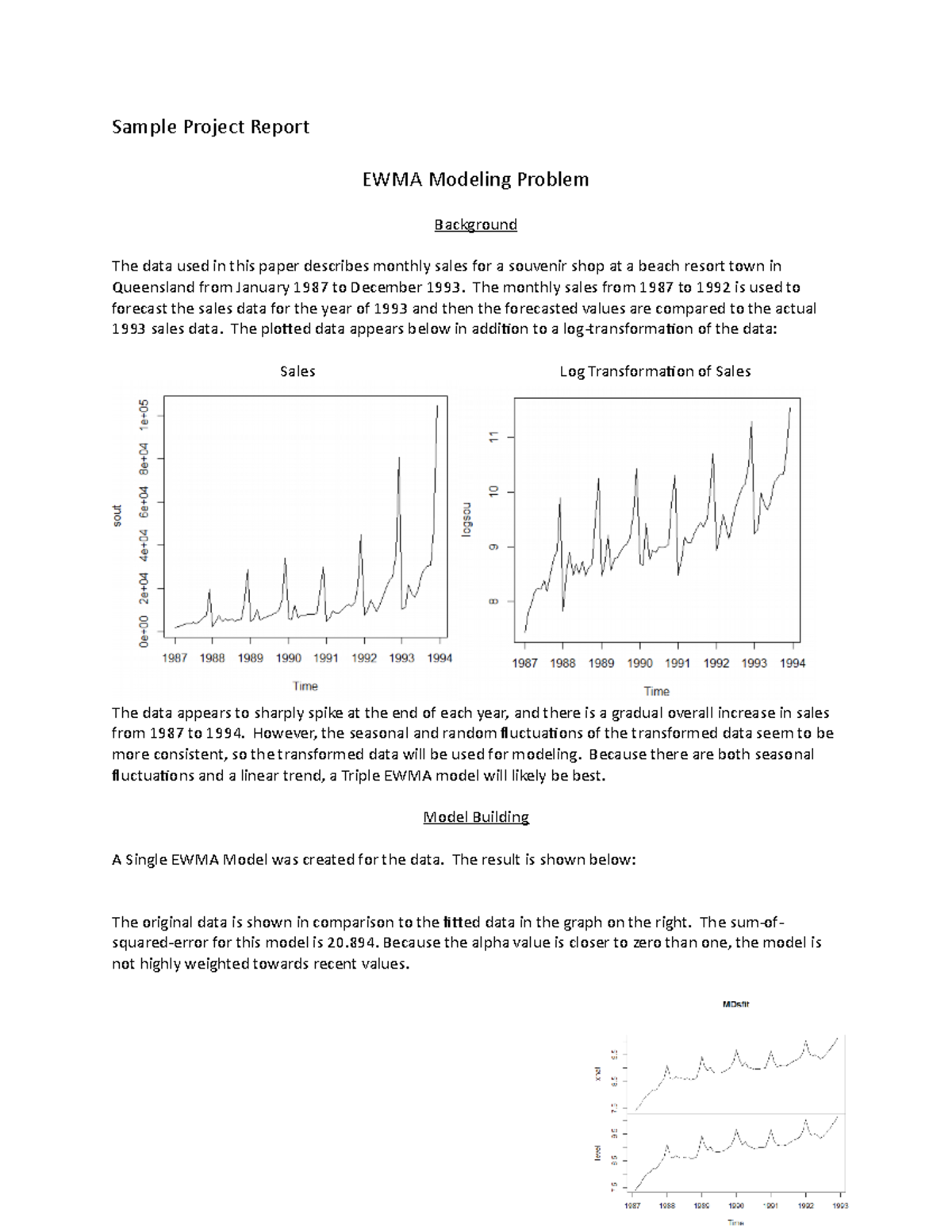 3) EWMA Modeling Project Sample Report - Sample Project Report EWMA ...