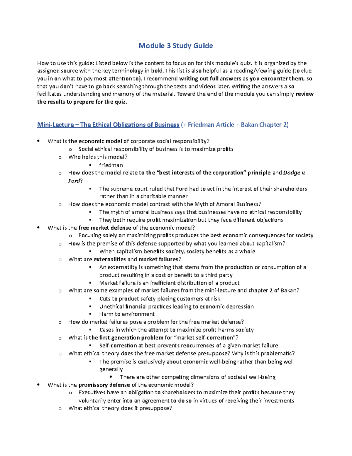 Module 3 Study Guide-Spring 2021 - Module 3 Study Guide How to use this ...