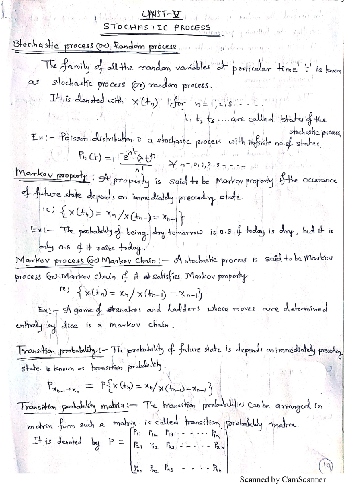 MSF UNIT-5Stochastic process - 1st Semeseter - Studocu