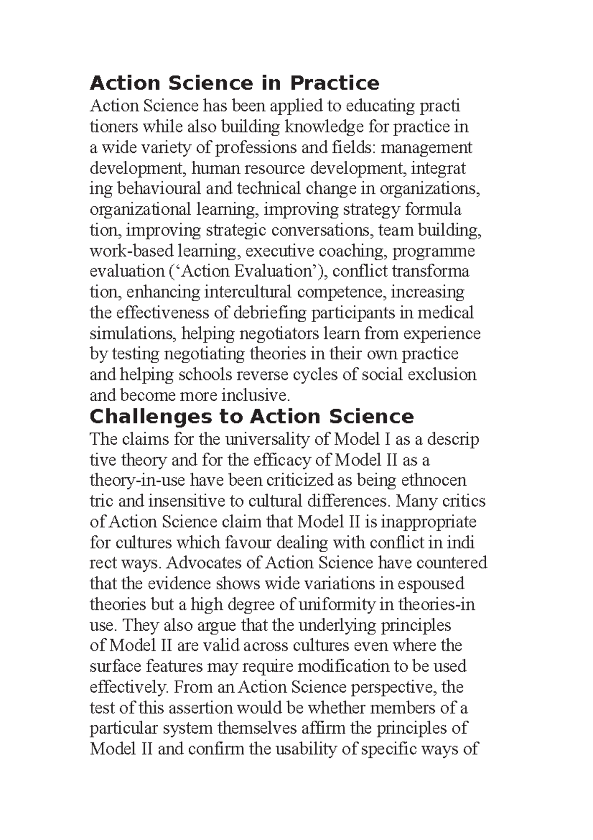 Action Science in Practice - Action Science in Practice Action Science ...