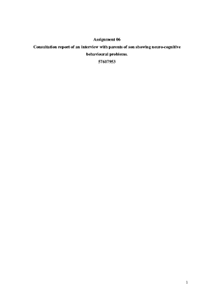 PYC4813 assignment 12 - CONFIDENTIAL Consultation summary report Date: 2022/10/ Client: Lerato ...