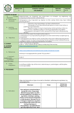 LP-23-Q1 - Thank you - SEMI-DETAILED TLE LESSON PLAN GRADE LEVEL 9 QUARTER / DOMAIN FIRST ...