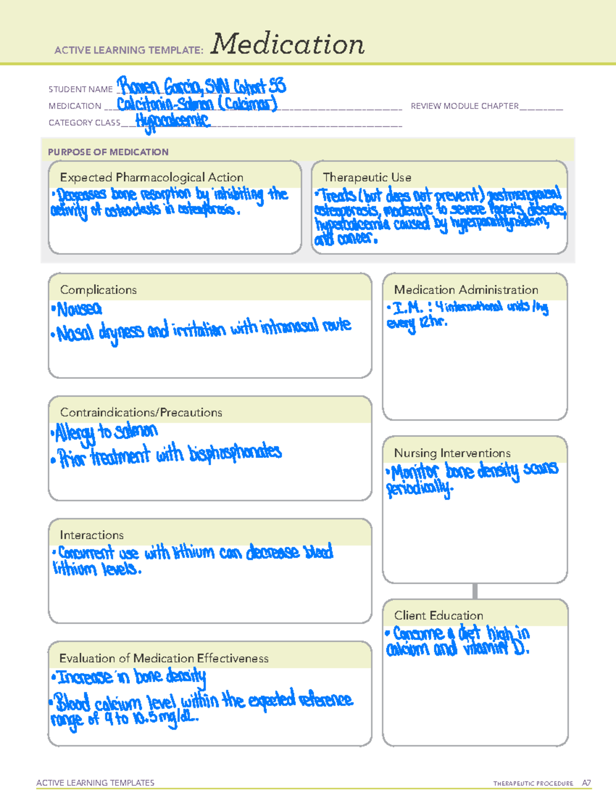 Calcimar - ACTIVE LEARNING TEMPLATES THERAPEUTIC PROCEDURE A STUDENT ...