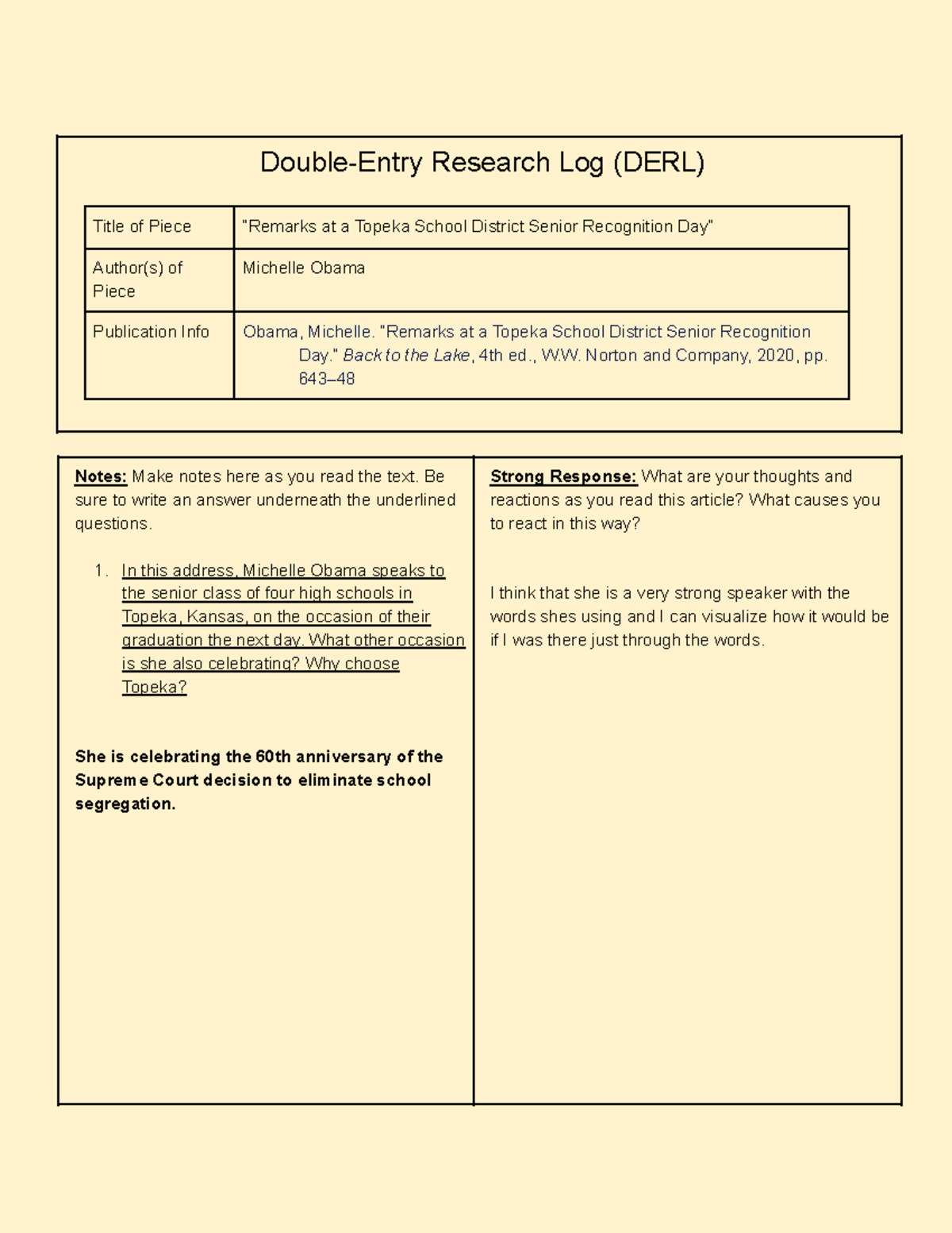 Reading #5 Double-Entry Research Log - Double-Entry Research Log (DERL ...