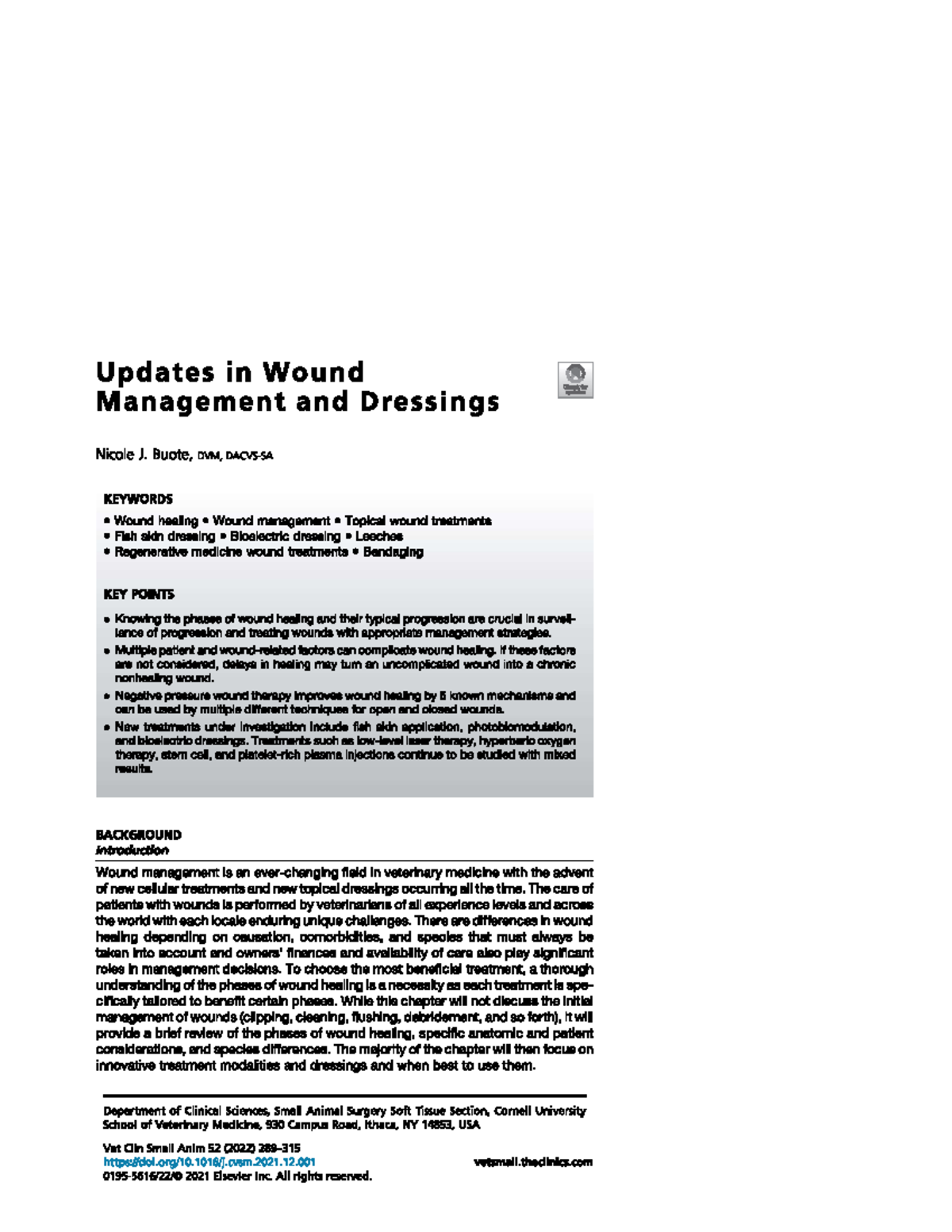 Updates on wound management - Updates in Wound Check for updates ...