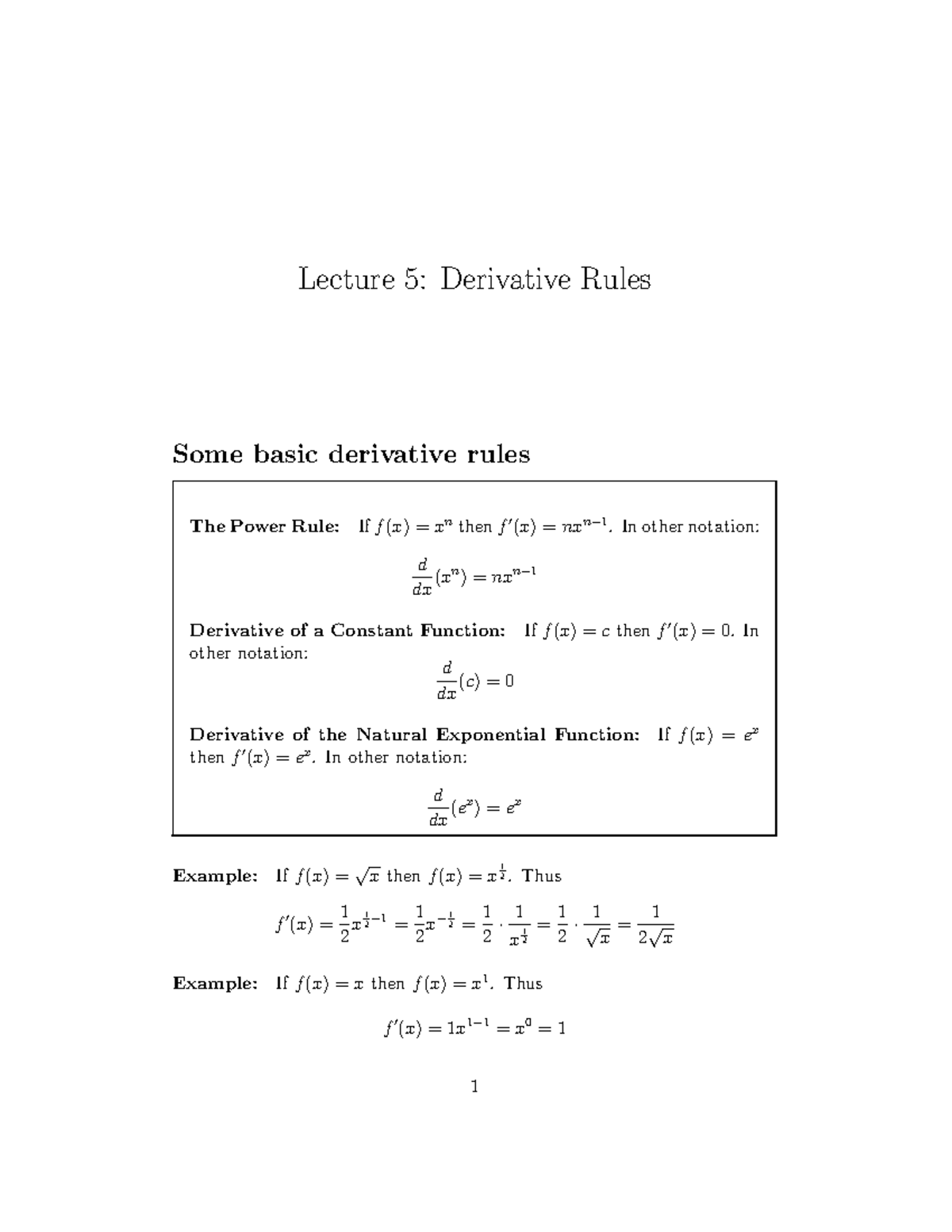 Lecture 05 - Lecture 5: Derivative Rules Gustavo Felisberto Valente ...
