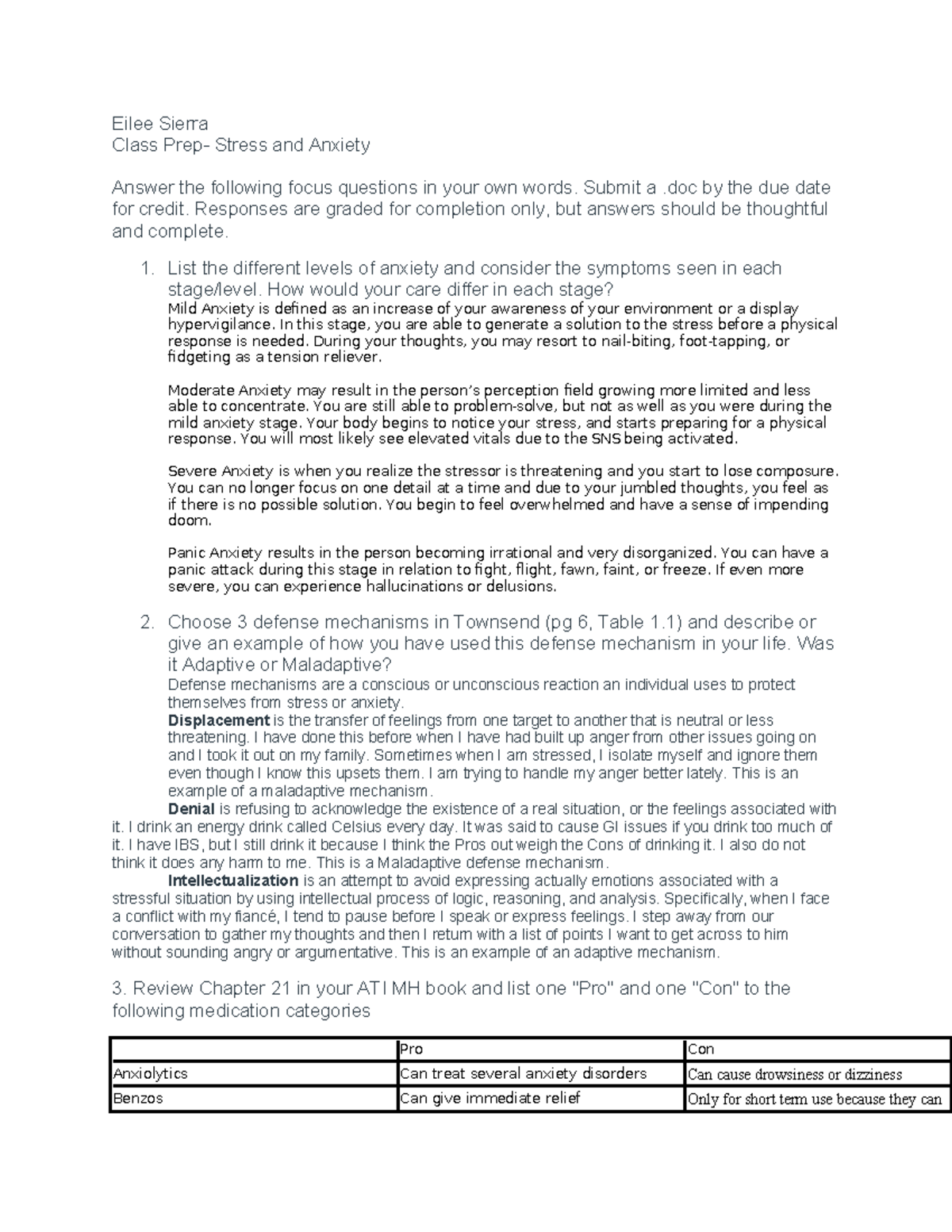 Class prep - Stress and anxiety coping - Eilee Sierra Class Prep ...