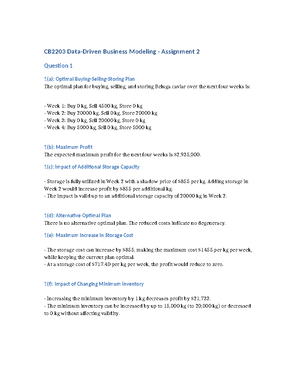 Tutorial 3 Regression Analysis - CB2203 Data-Driven Business Modeling 1 Tutorial 3 Regression ...