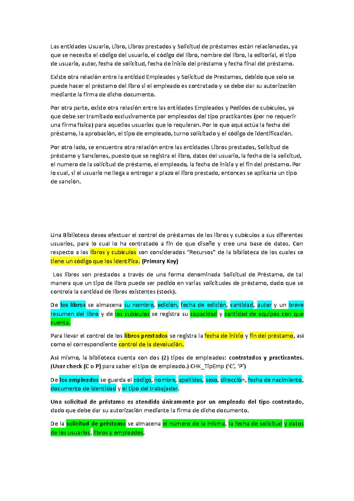 Ejemplo de una base de datos SQL server - Las entidades Usuario, Libro ...