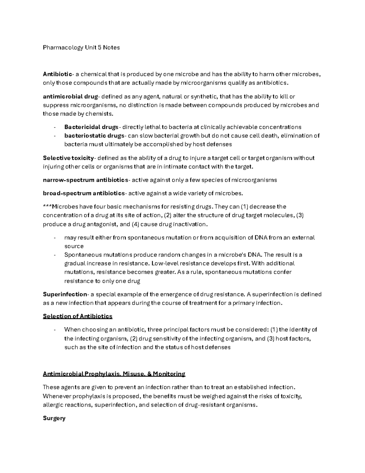 Pharmacology Module 5 Notes: Antimicrobial Agents Pt 1 - Pharmacology ...