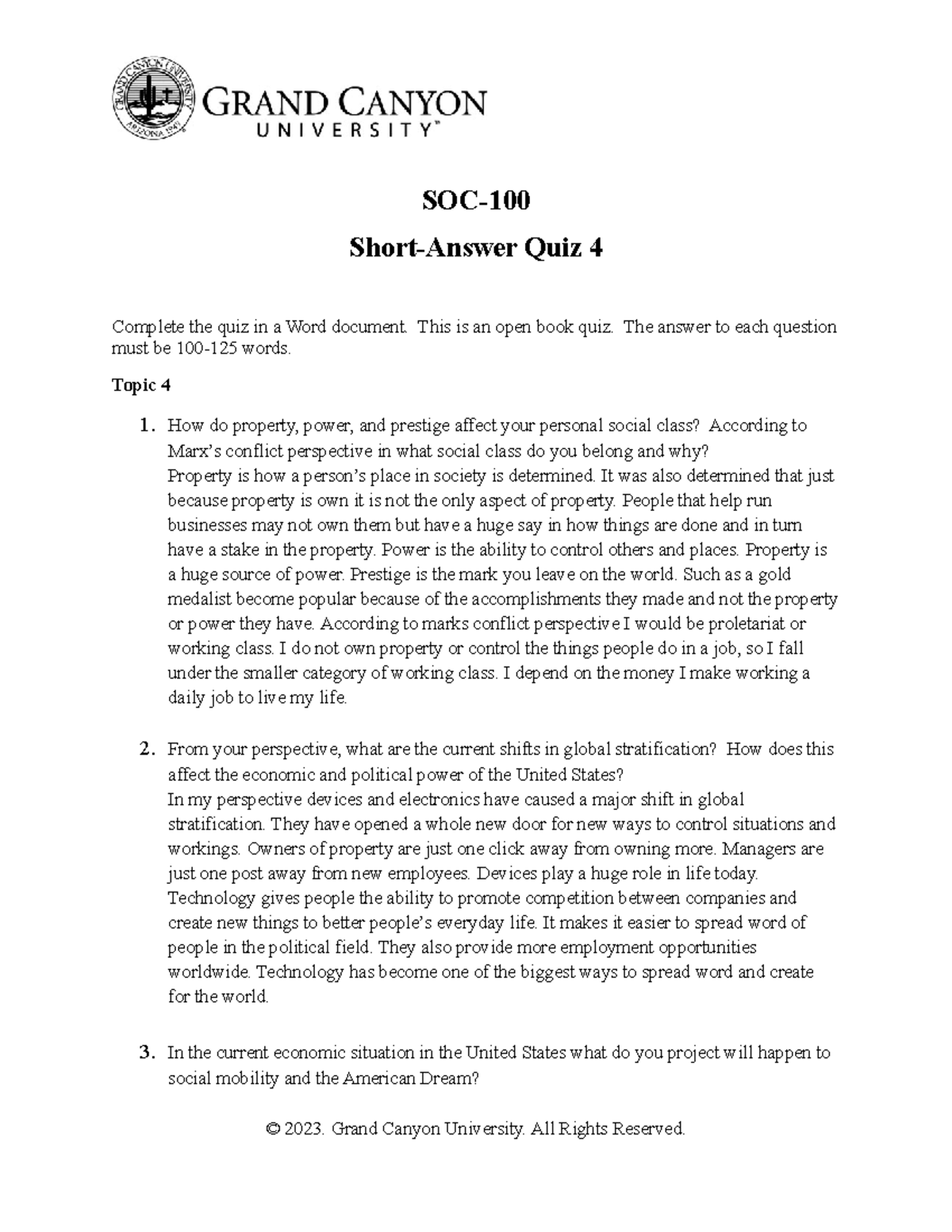 SOC-100.Short-Answer Quiz 4 1-8-18 - SOC- Short-Answer Quiz 4 Complete ...