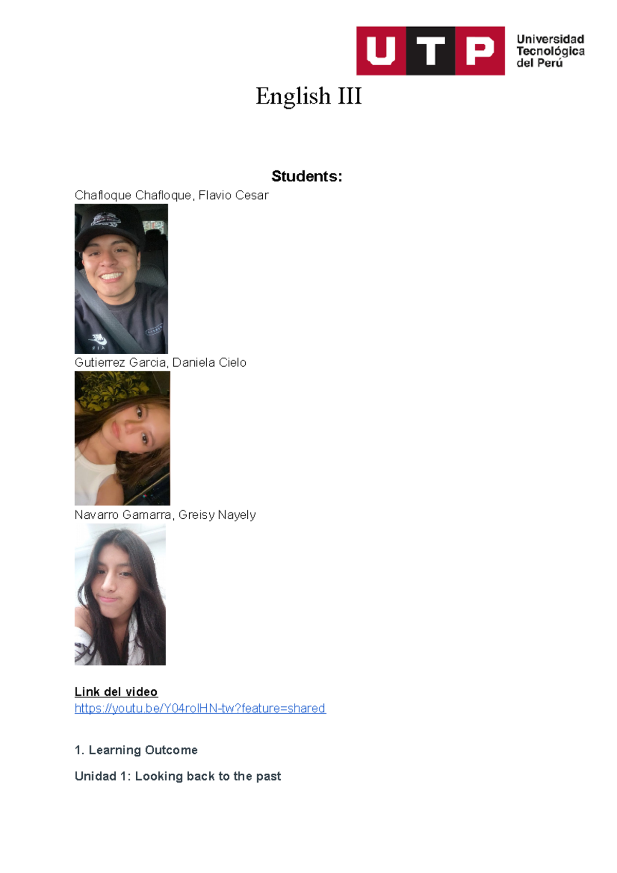 ACS03 Week 03 Task Assignment Let me introduce my family - English III Students: Chafloque - Studocu