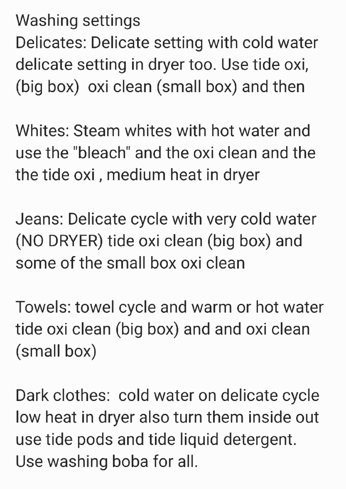 Washing Instructions - Some stuff - Washing settings Delicates ...