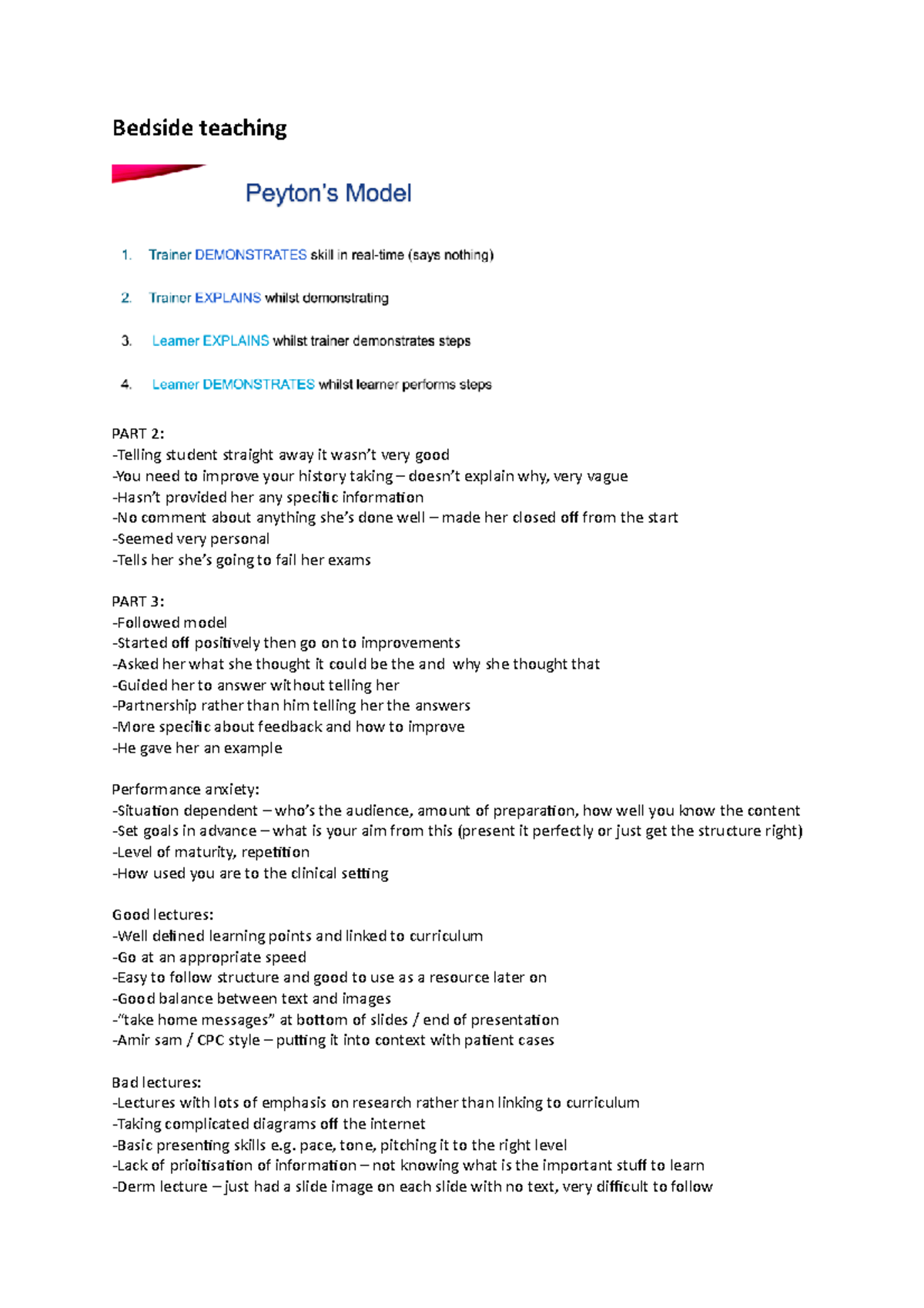 Bedside teaching, learning objectives and learning styles - Bedside ...