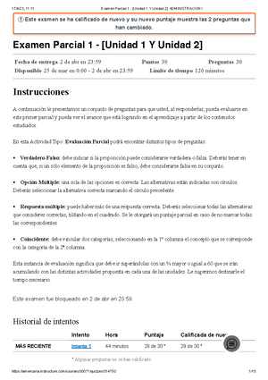 Examen Examen Parcial 1 - [Unidad 1 Y Unidad 2] - Examen Parcial 1 - [Unidad 1 Y Unidad 2] - Studocu