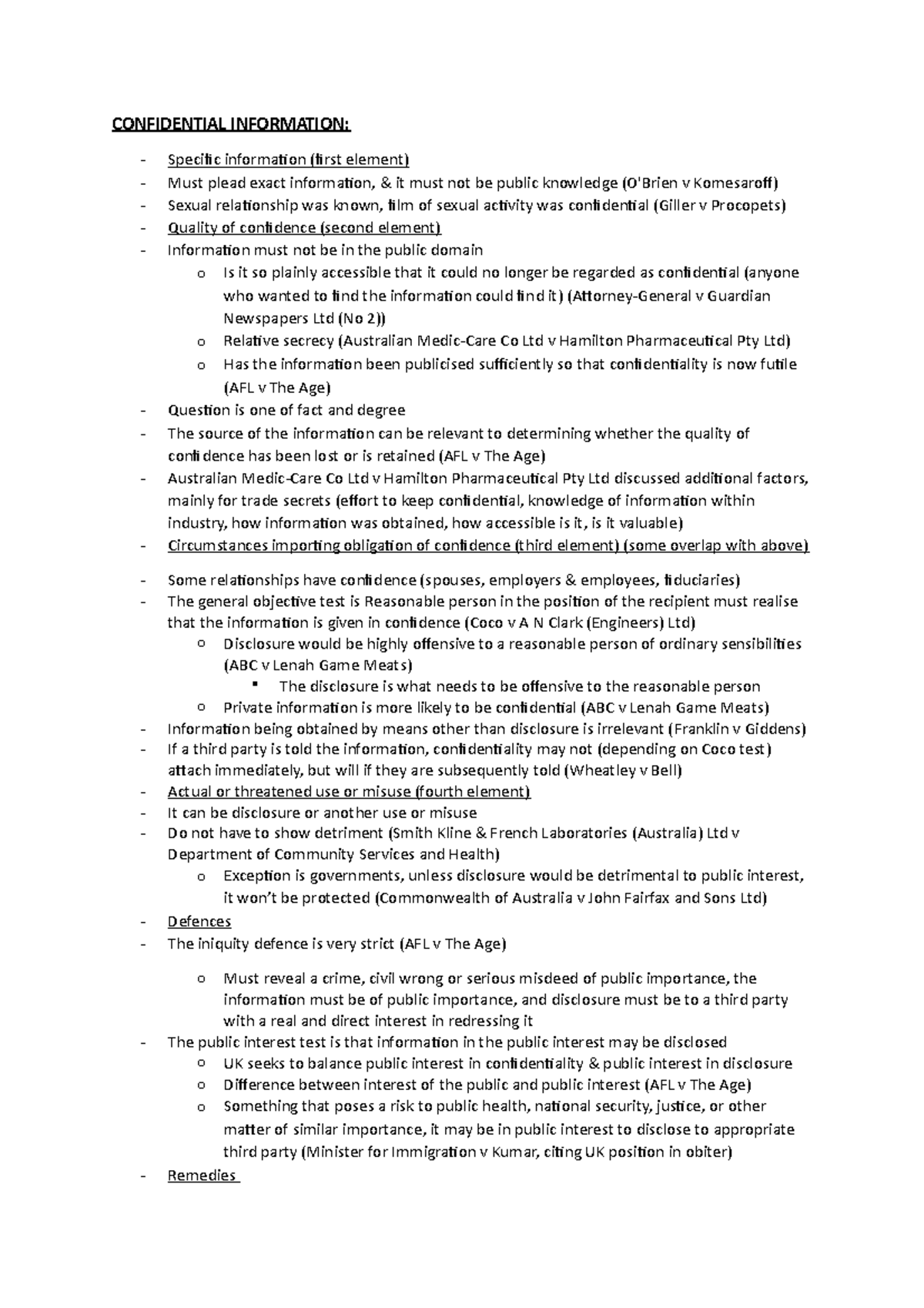 Confidential Information in a page - CONFIDENTIAL INFORMATION: Specific ...