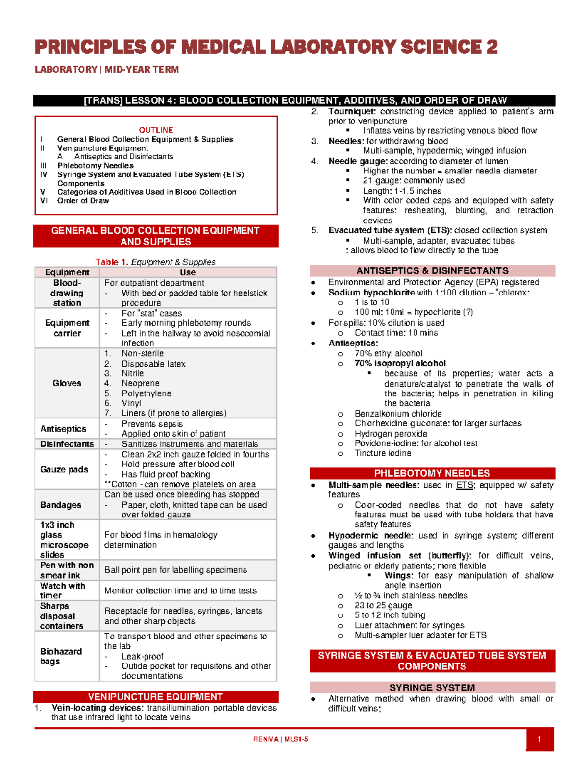 PMLS2 - Familiarization in Phlebotomy - PRINCIPLES OF MEDICAL ...