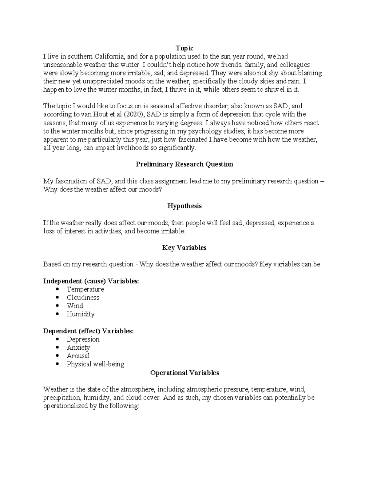 Class Paper PSY 510 DISC 2-1 - Topic I live in southern California, and ...