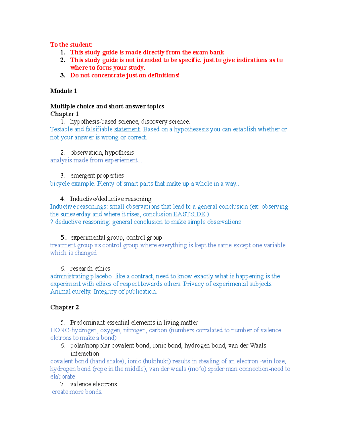 Module 1E study guide - To the student: 1. This study guide is made ...