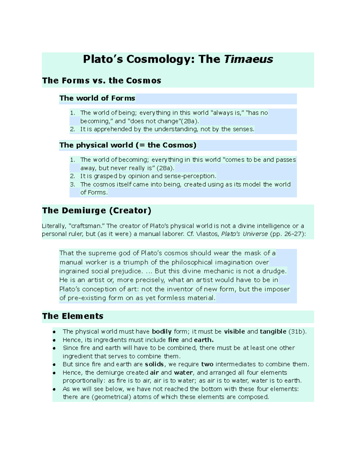Plato’s Cosmology The Timaeus - Plato’s Cosmology: The Timaeus The ...