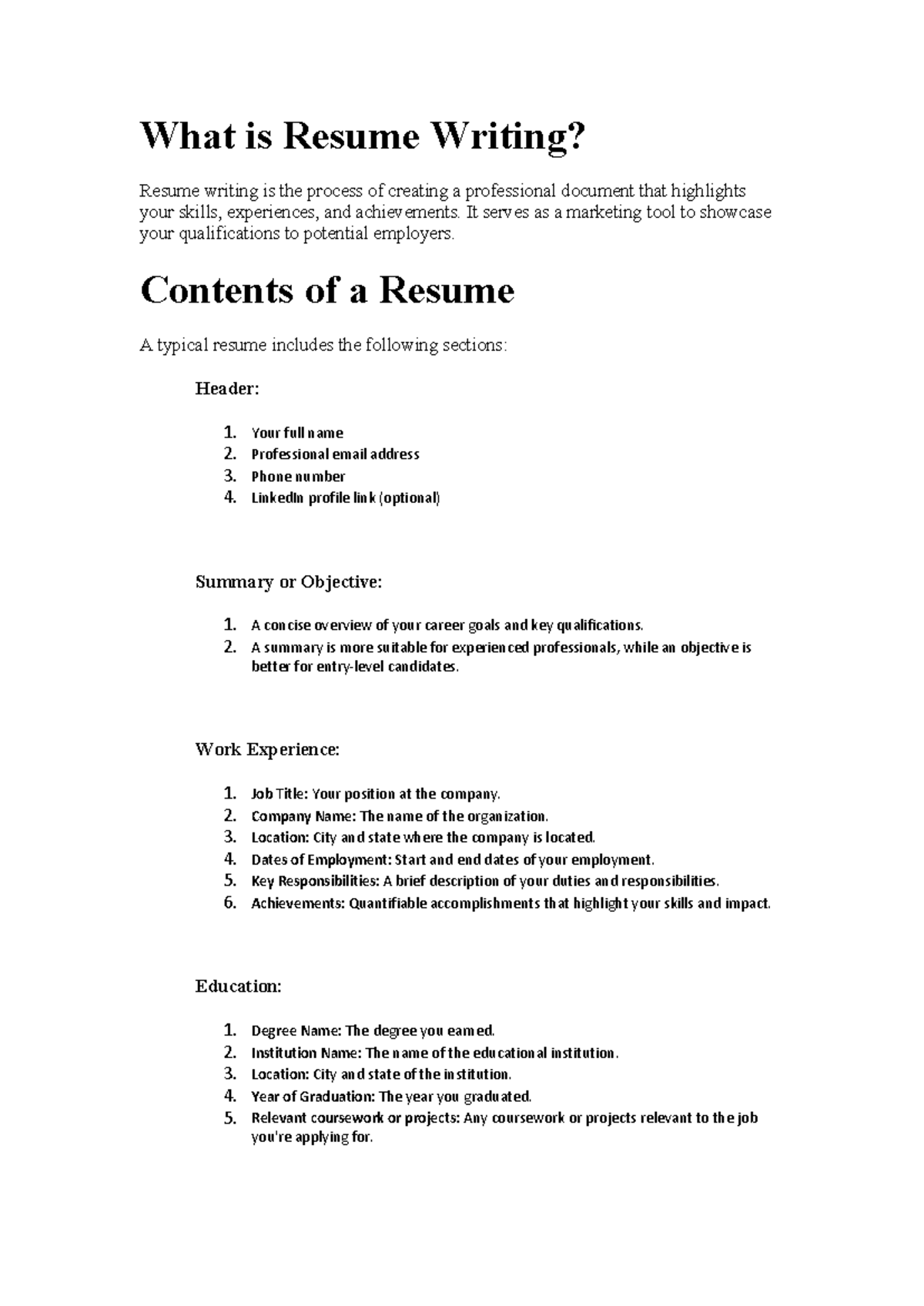 Resume Writing and Application For Job - What is Resume Writing? Resume ...