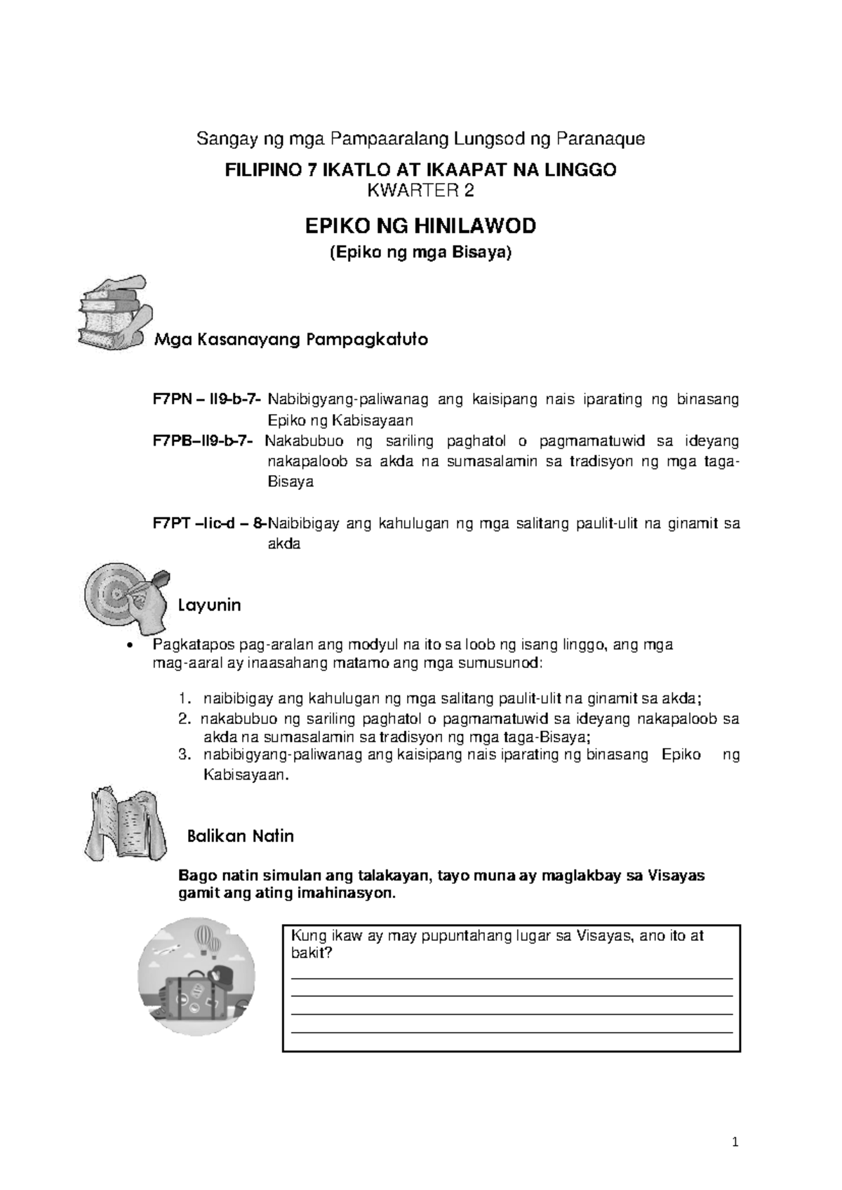 Filipino Grade 7 Module Quarter 2 Weeks 3-4 - Sangay ng mga ...