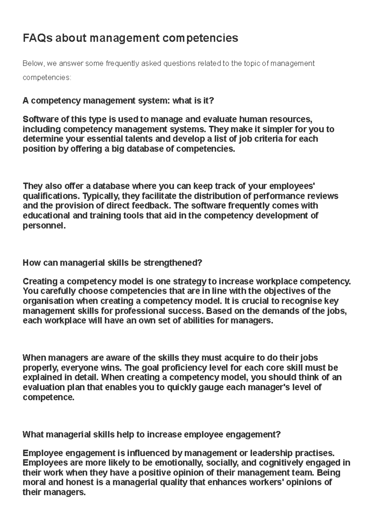 FAQs about management competencies - They make it simpler for you to ...