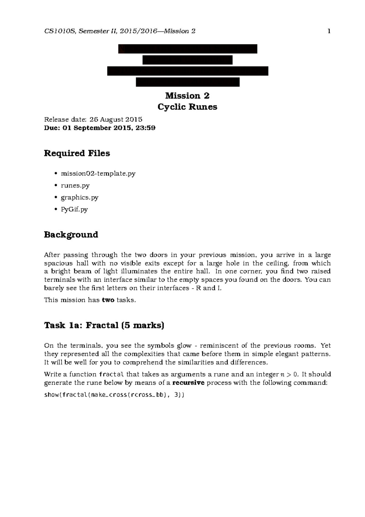 Cyclic Runes - python programming - National University of Singapore ...