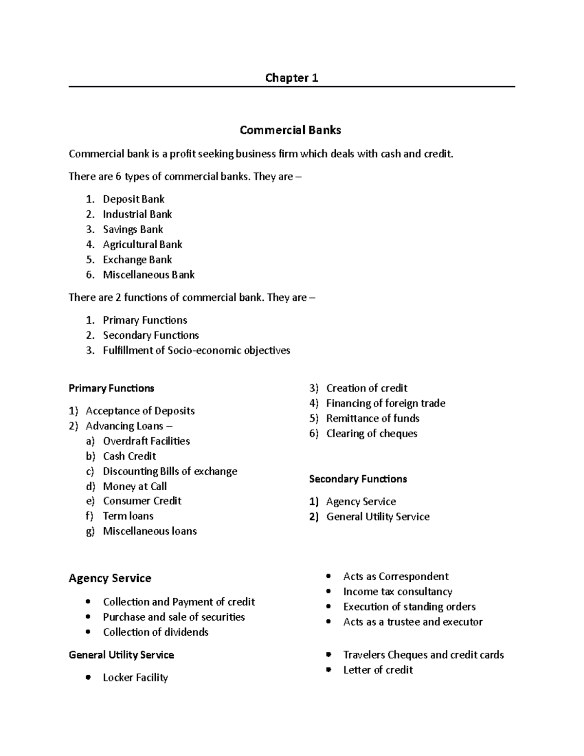 Accounting for specialized Institution Notes - Chapter 1 Commercial ...