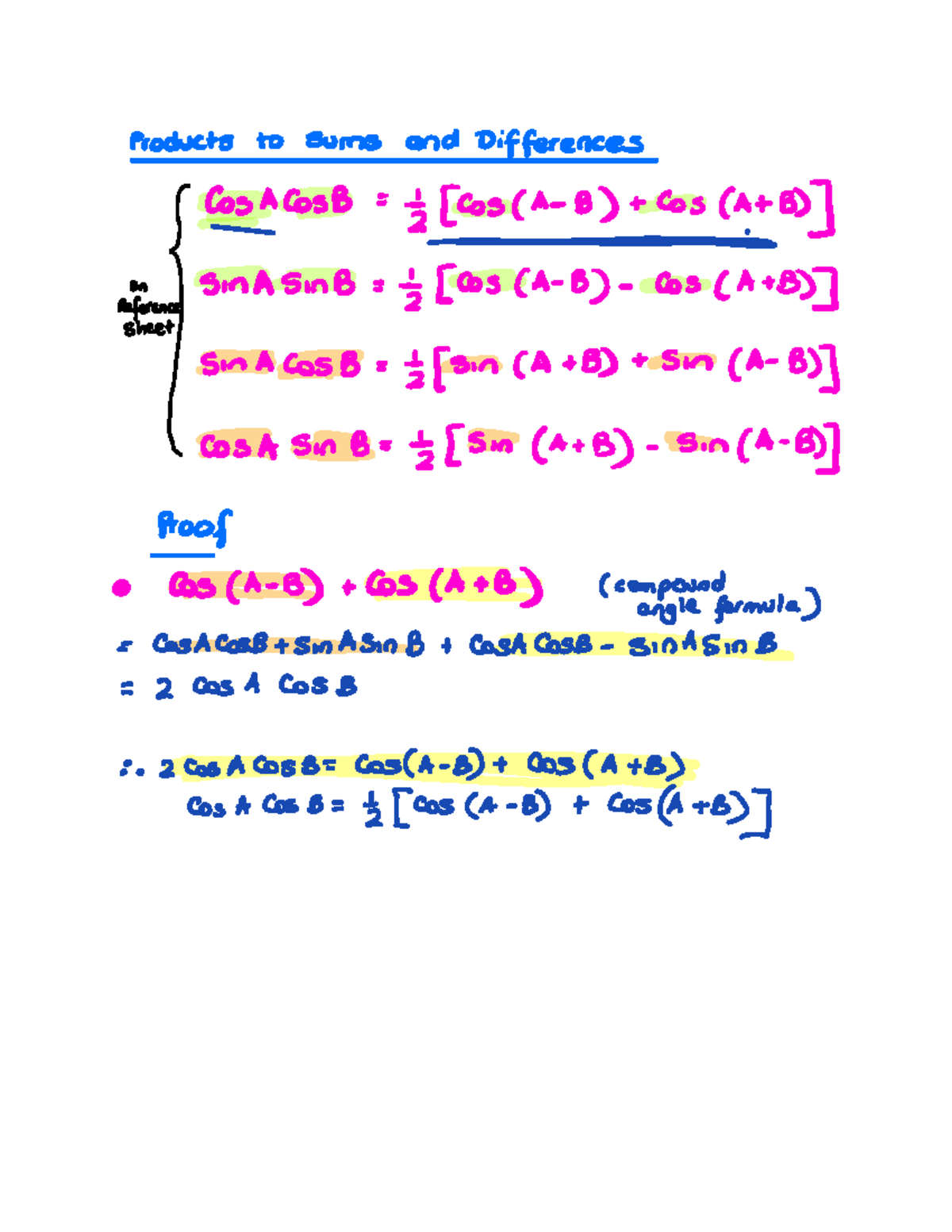 4 Products to Sums and Differences copy - Studocu