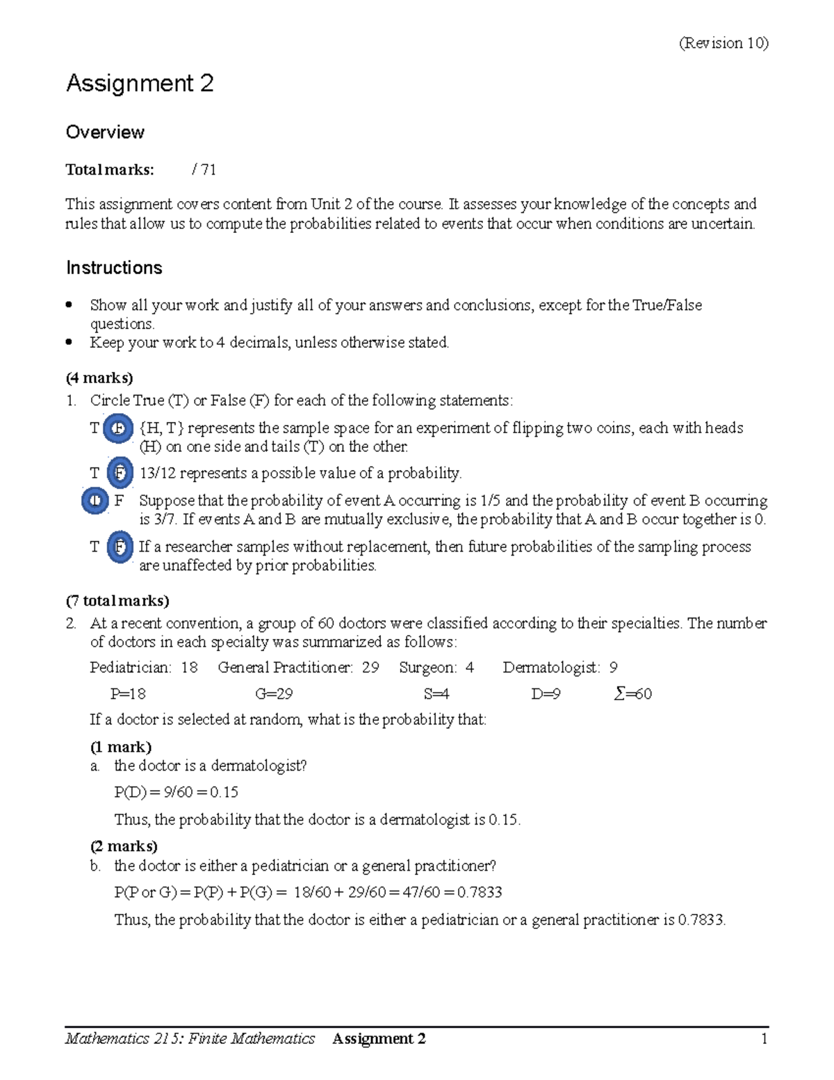 Assignment 02 - Stats - got 98% on marking - Assignment 2 Overview ...
