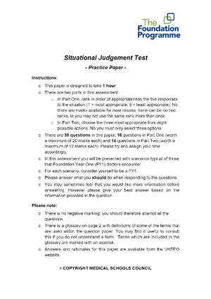 2020 Paper 1 Answers - SJT - Situational Judgement Test - Practice ...
