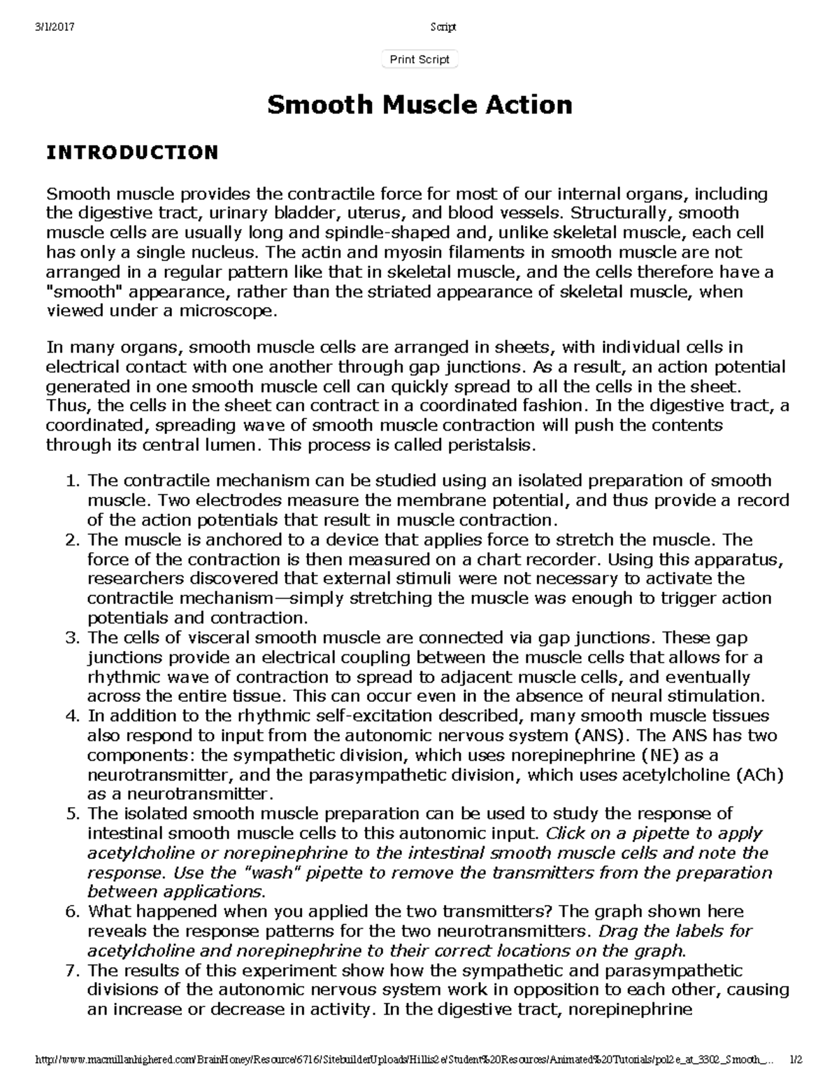 Smooth Muscle Summary - 3/1/2017 Script - Studocu
