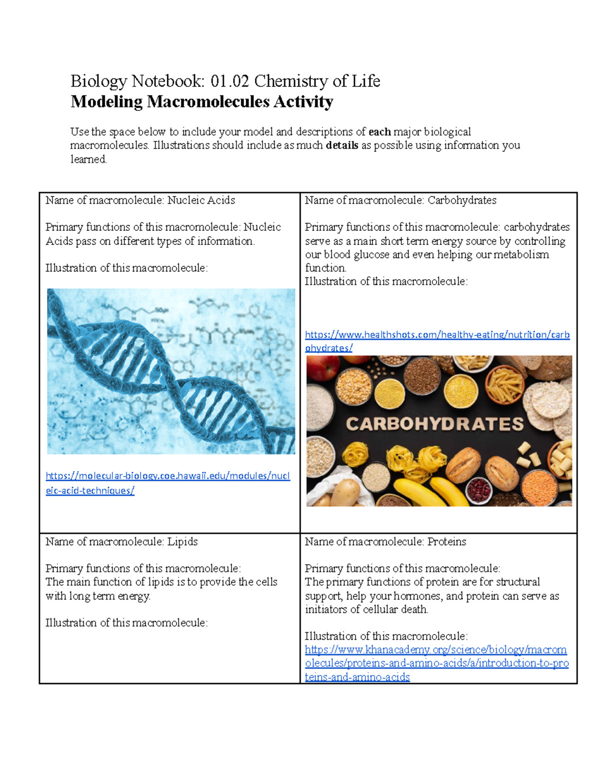01.02 Chemistry of Life edit - Biology Notebook: 01 Chemistry of Life ...