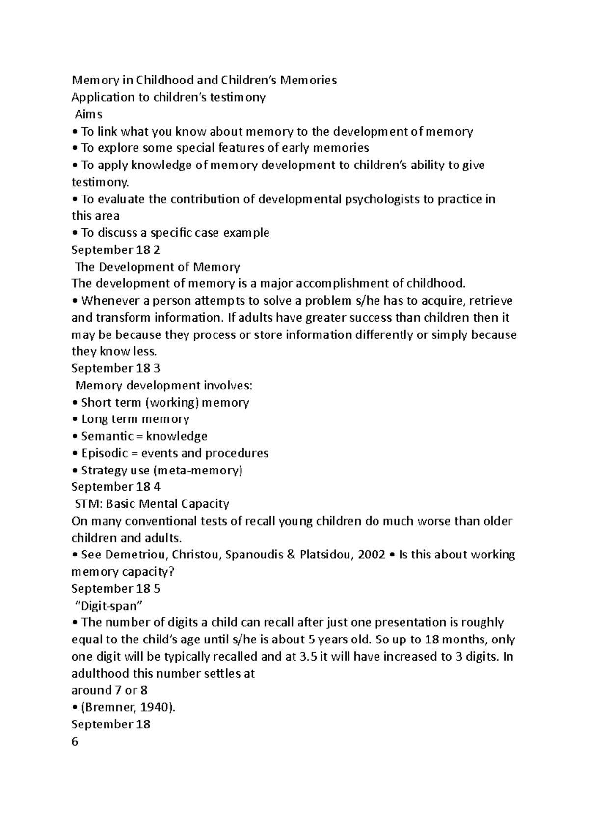 Memory in Childhood and Children’s Memories - Memory in Childhood and ...