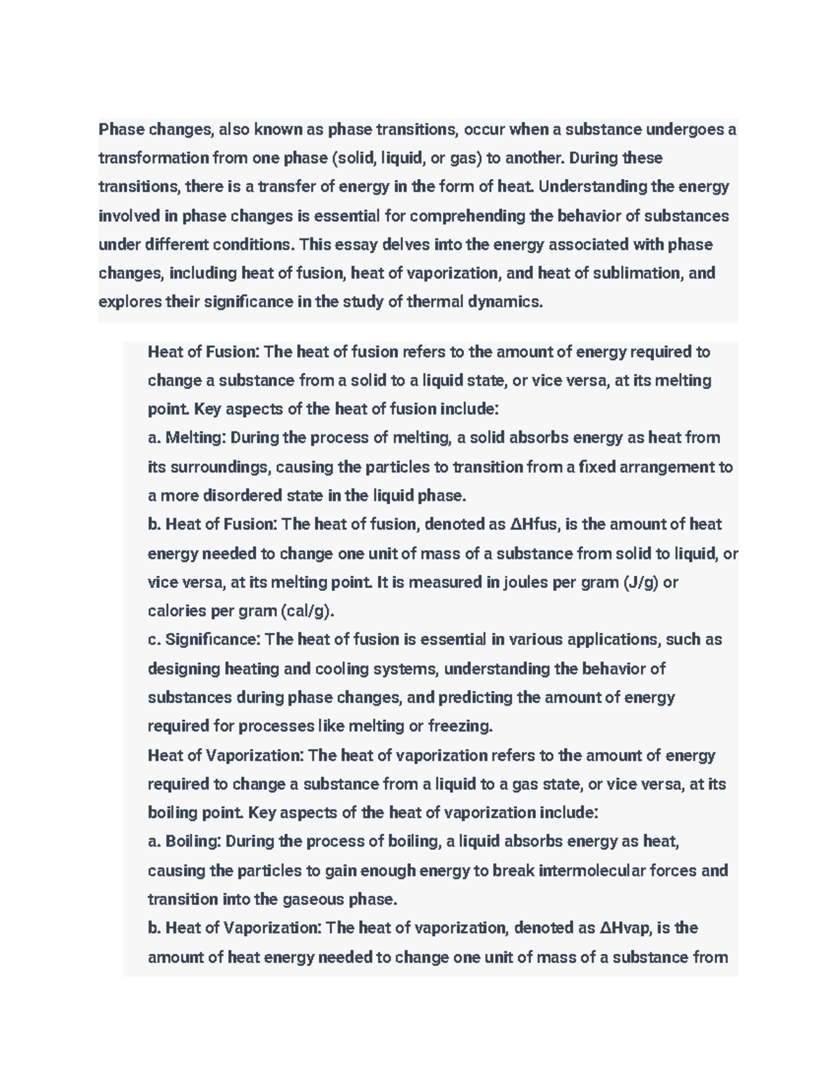 Unit 6 Energy of phase changes - Phase changes, also known as phase ...