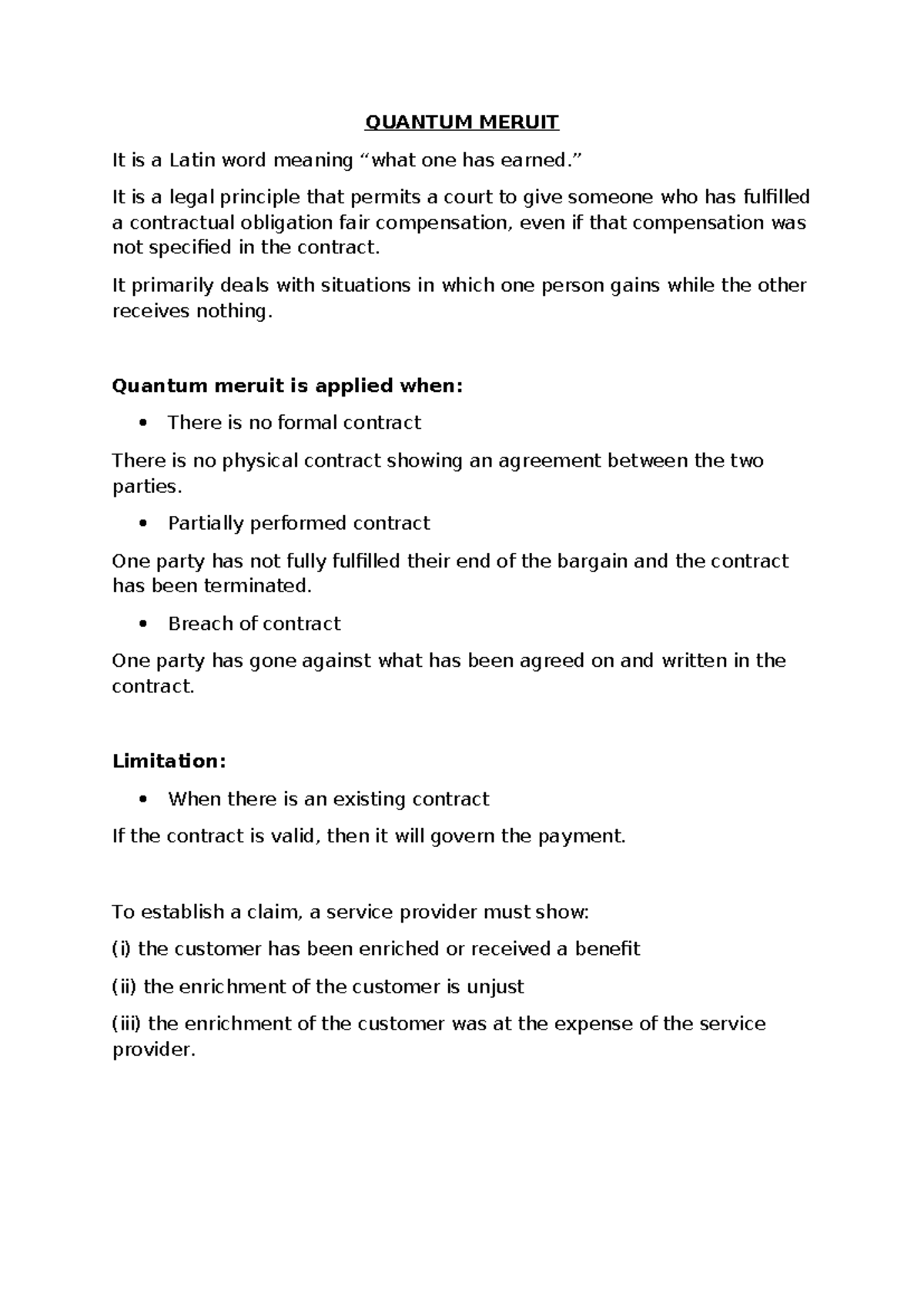 Document 1 - idk - QUANTUM MERUIT It is a Latin word meaning “what one ...