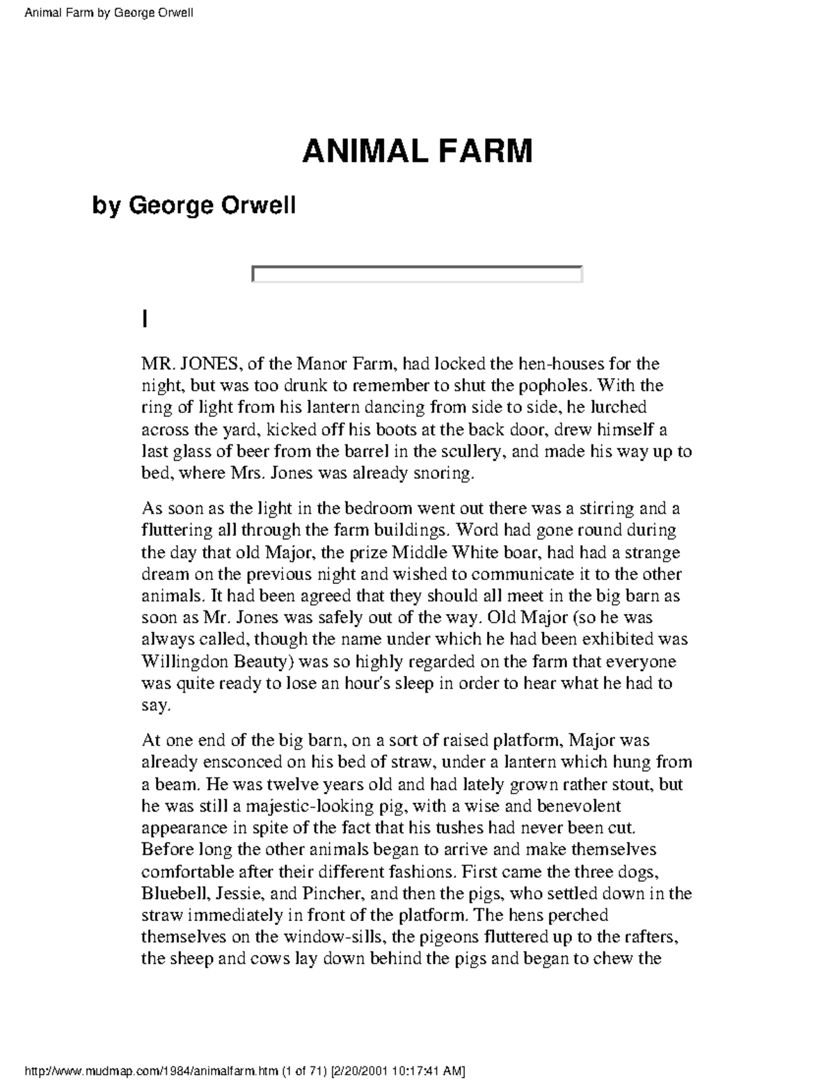 Animal farm novel summary by gorge owell - ANIMAL FARM by George Orwell ...