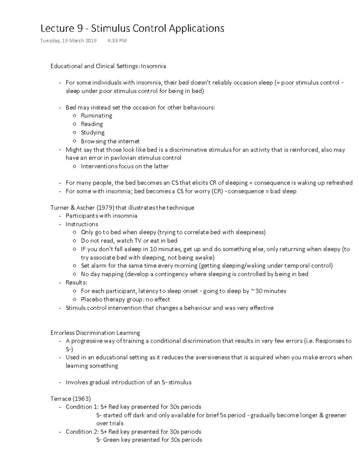PSYC332 L9 - Stimulus Control Applications - Warning: TT: undefined function: 32 - Studocu