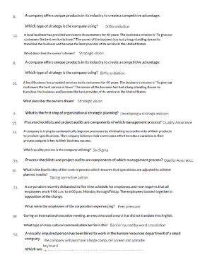 C483 Study Guide Questions - Principles of Management Strategic ...