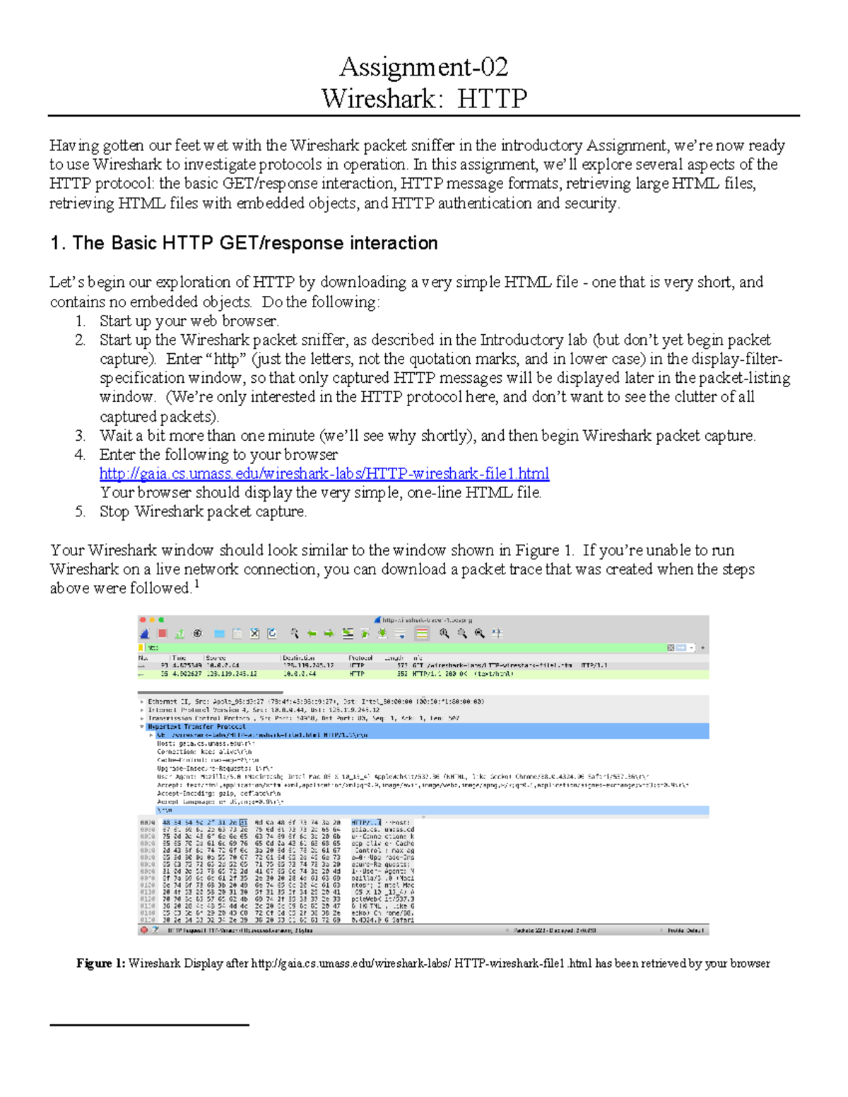 02 Wireshark HTTP - Assignment- Wireshark: HTTP Having gotten our feet ...