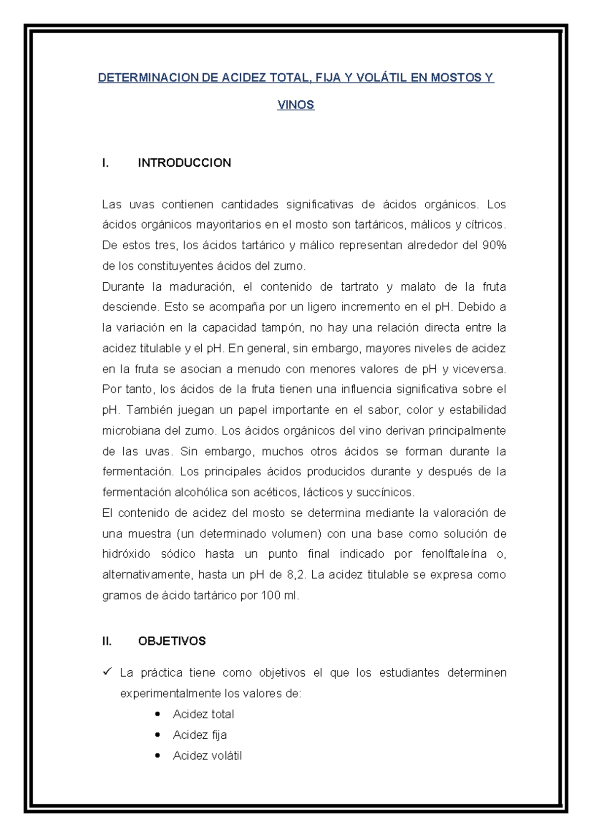 Determinacion DE Acidez Total , FIJA Y Volatil - DETERMINACION DE ...