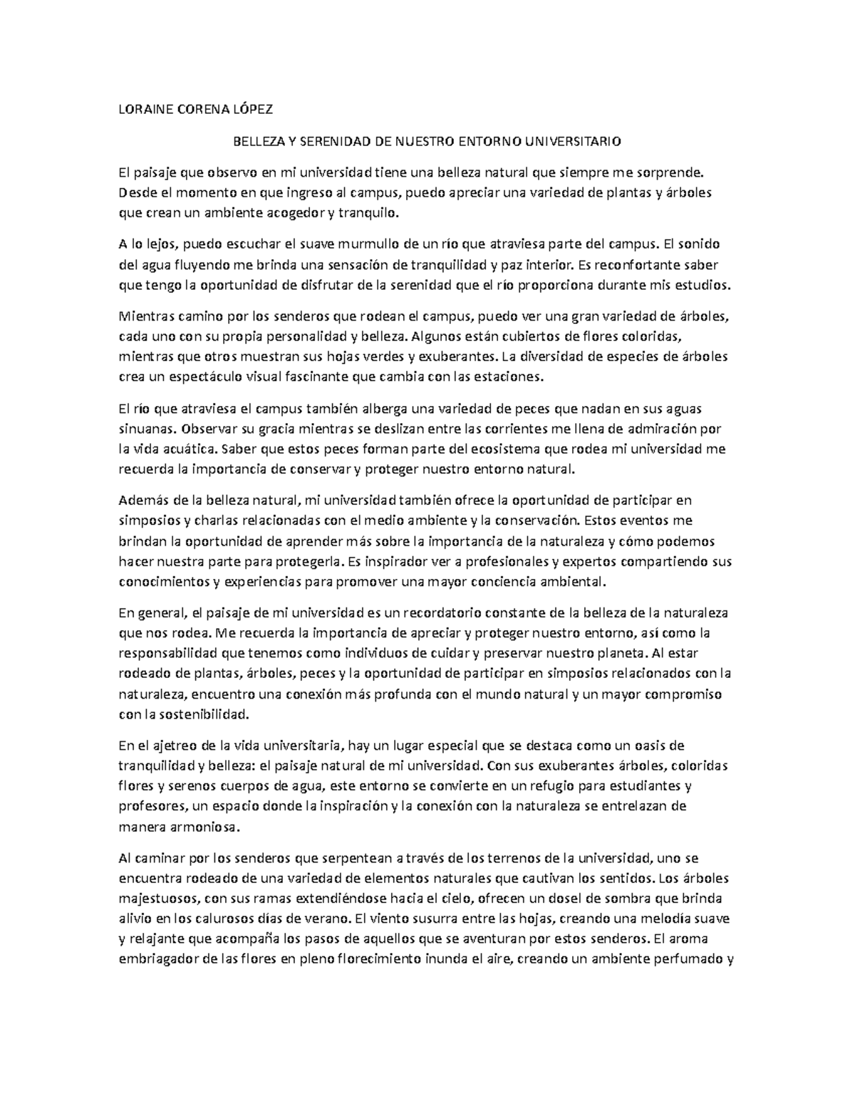 Ensayo de Lectura - espero sirva - LORAINE CORENA LÓPEZ BELLEZA Y ...