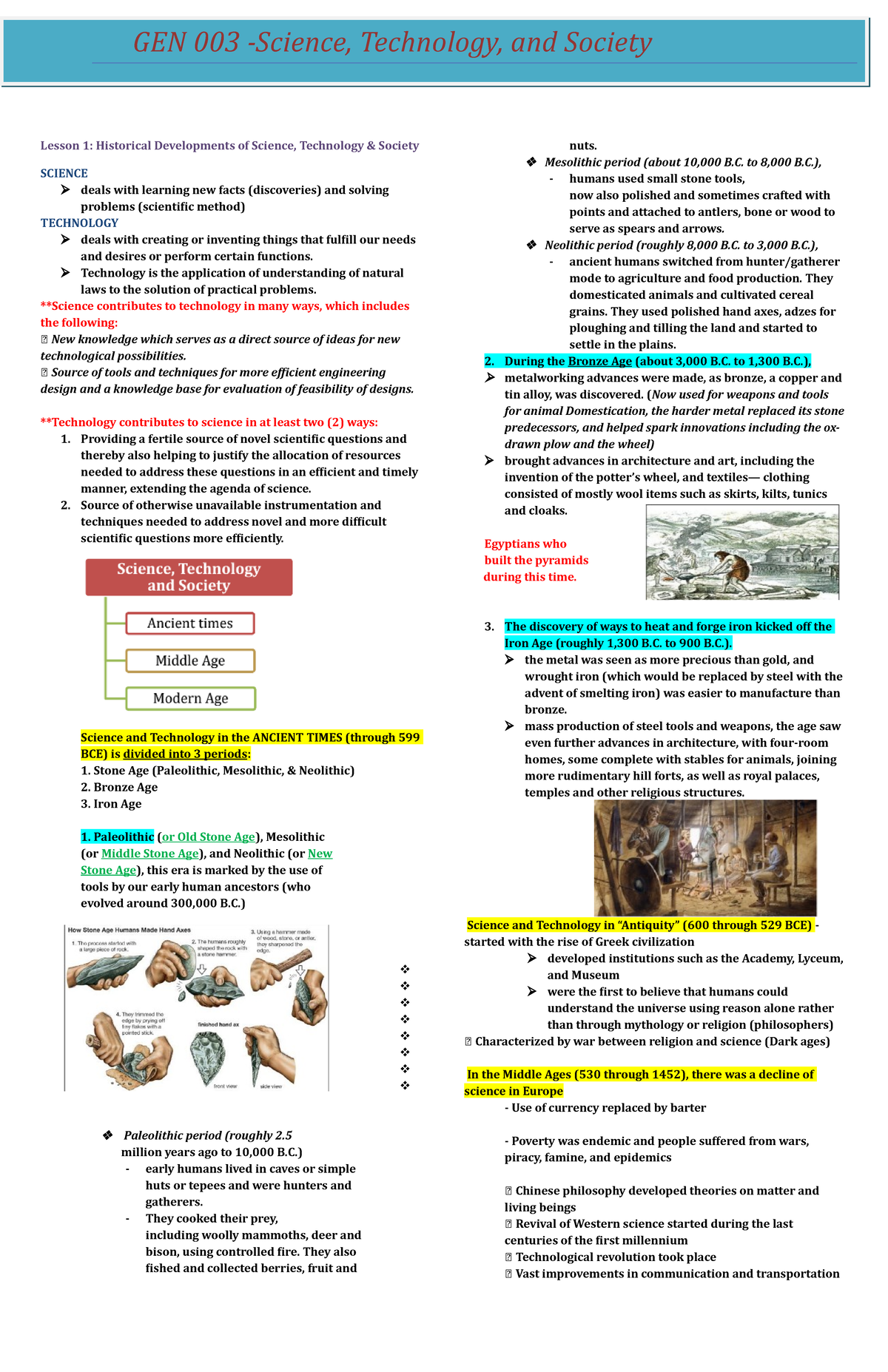 GEN 003 STS Block 1 Second SEM - Lesson 1: Historical Developments of Science, Technology ...