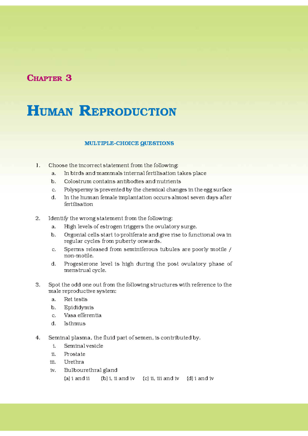 12 Biology Exemplar Chapter 3 - HUMAN REPRODUCTION 17 CHAPTER 3 HUMAN ...