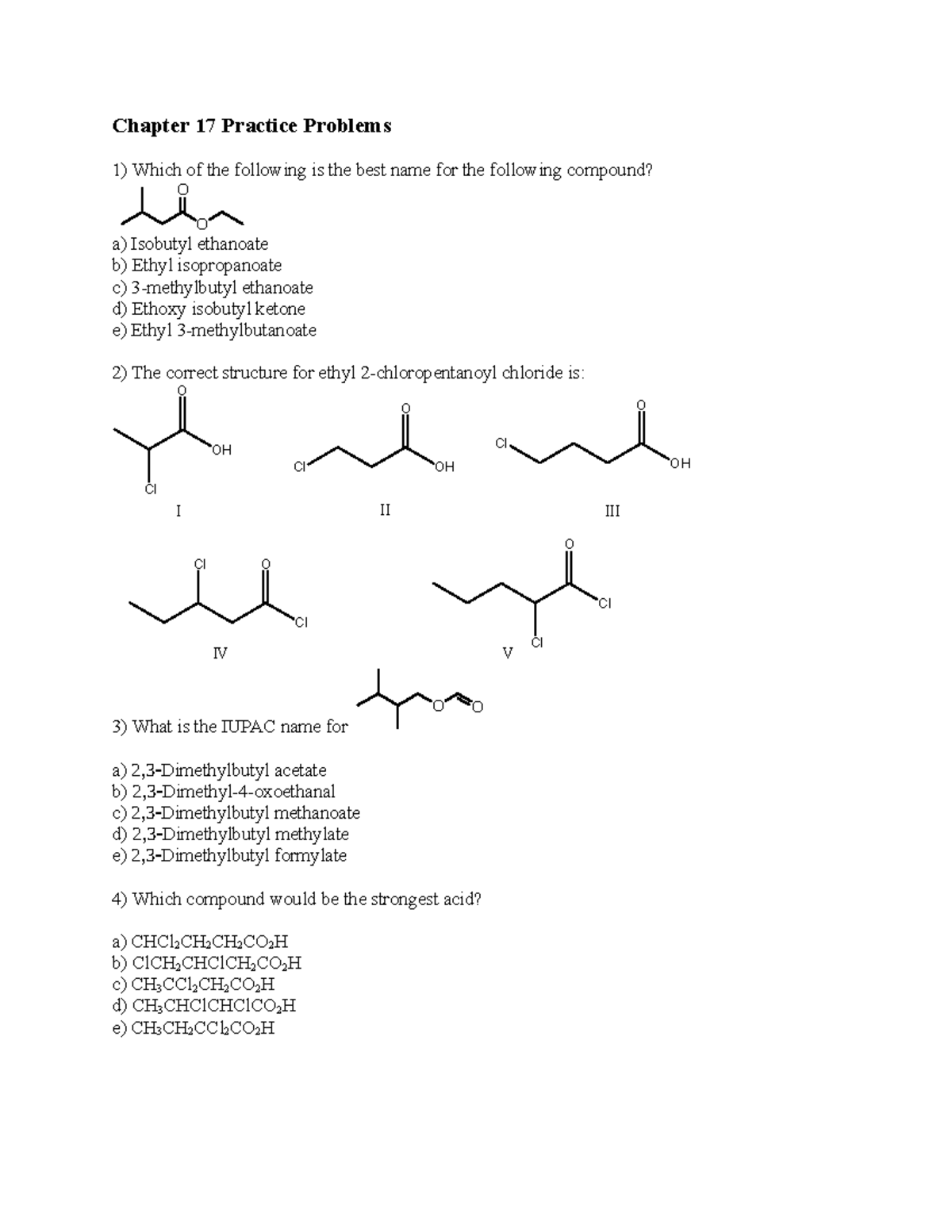 Chapter 17 Practice Problems - Chapter 17 Practice Problems Which of ...