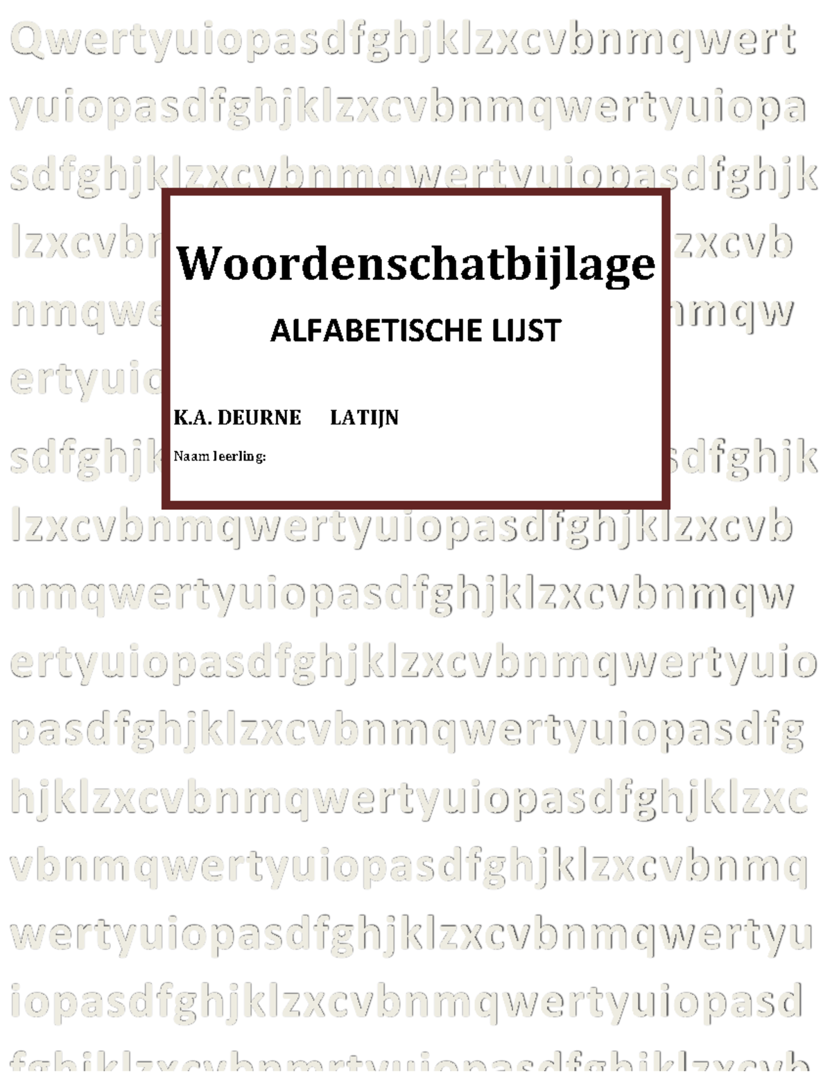 Woordenlijst alfabetisch Latijn - Qwertyuiopasdfghjklzxcvbnmqwert ...