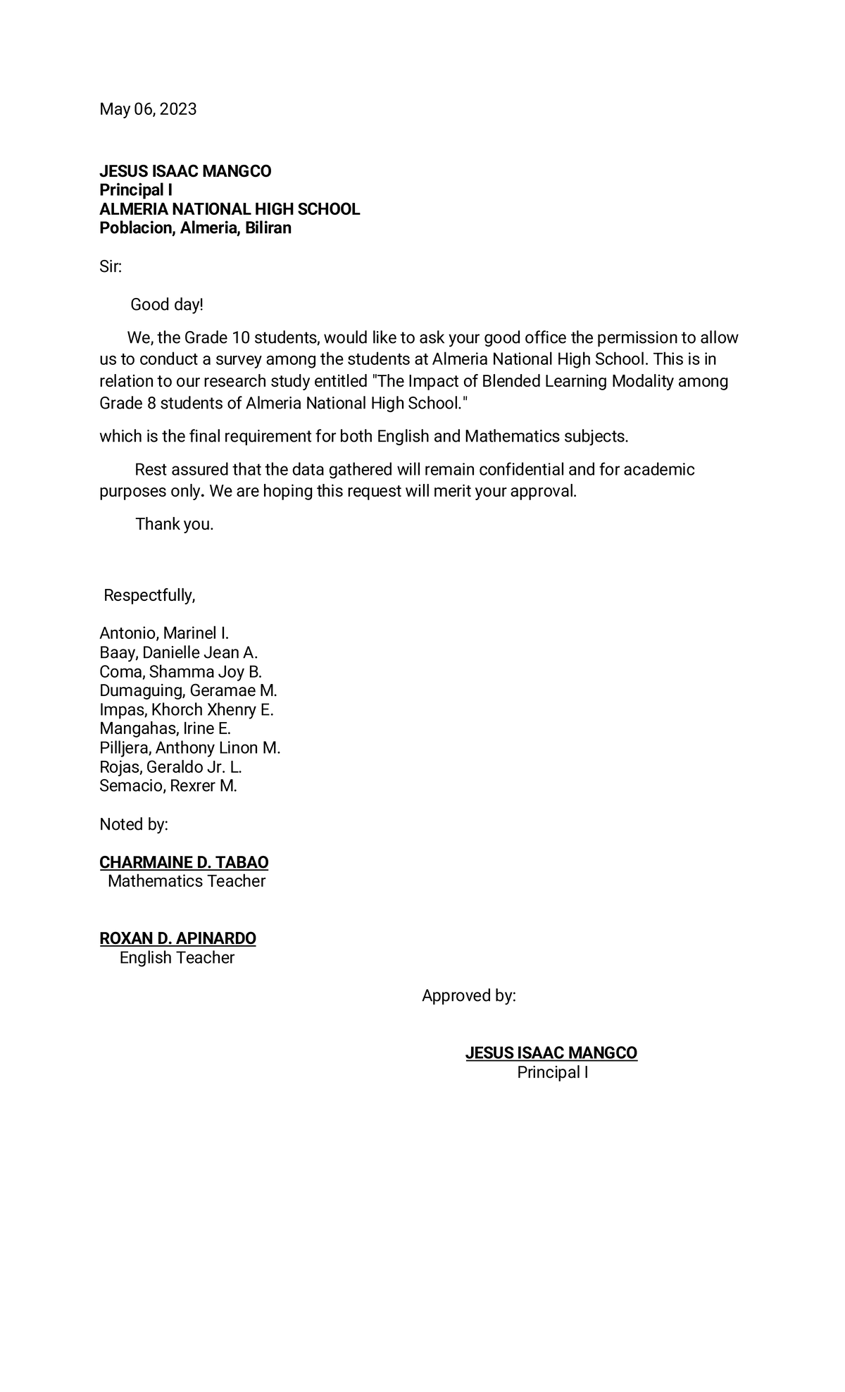 Research-commu-letter-1 - May 06, 2023 JESUS ISAAC MANGCO Principal I ...